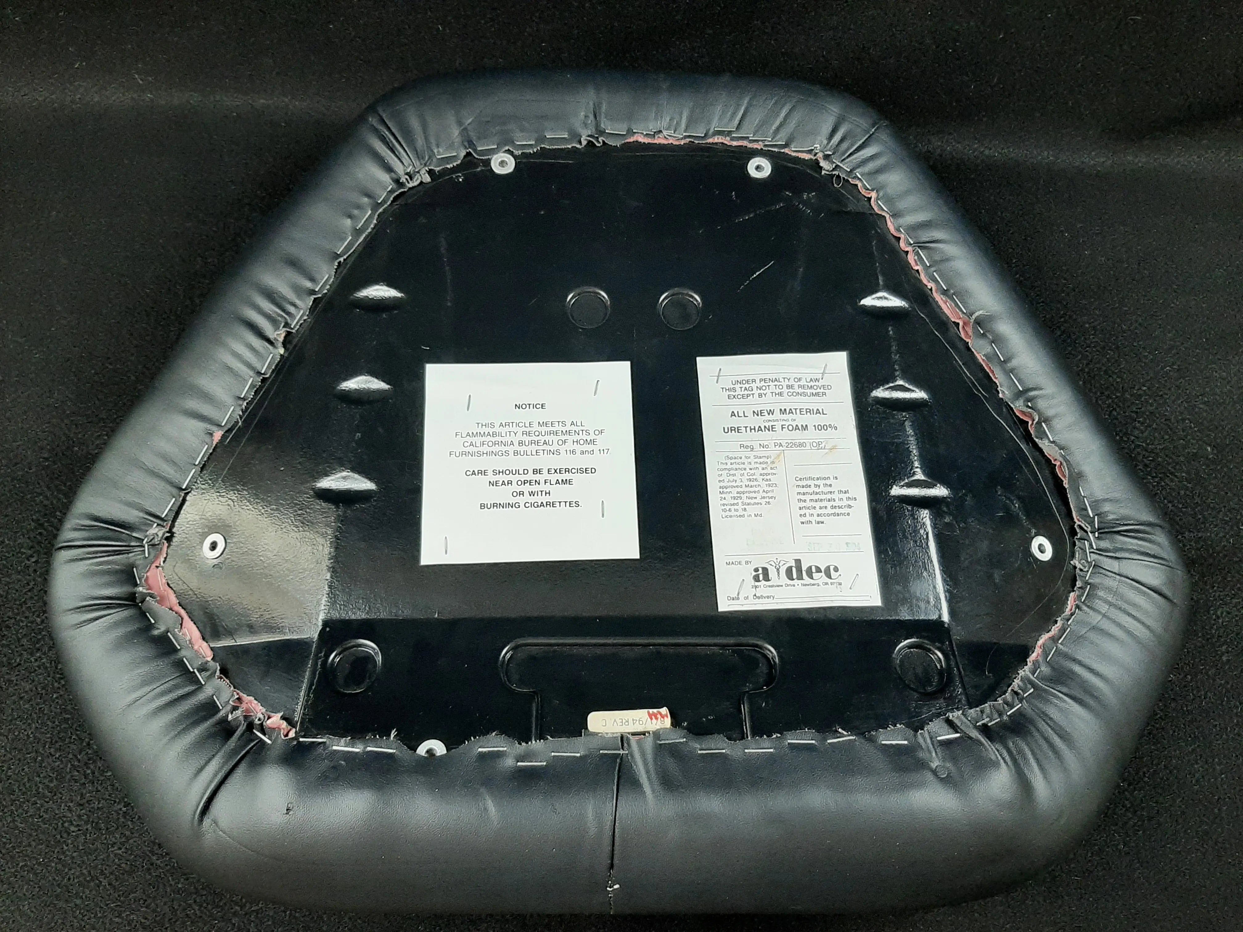 Adec 1021 Chair Back Replacement Black Seamless Vinyl – ABCDentalworks